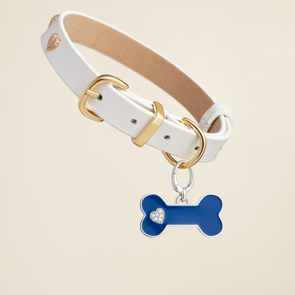Blue Bone Enamel Pet Id Tag