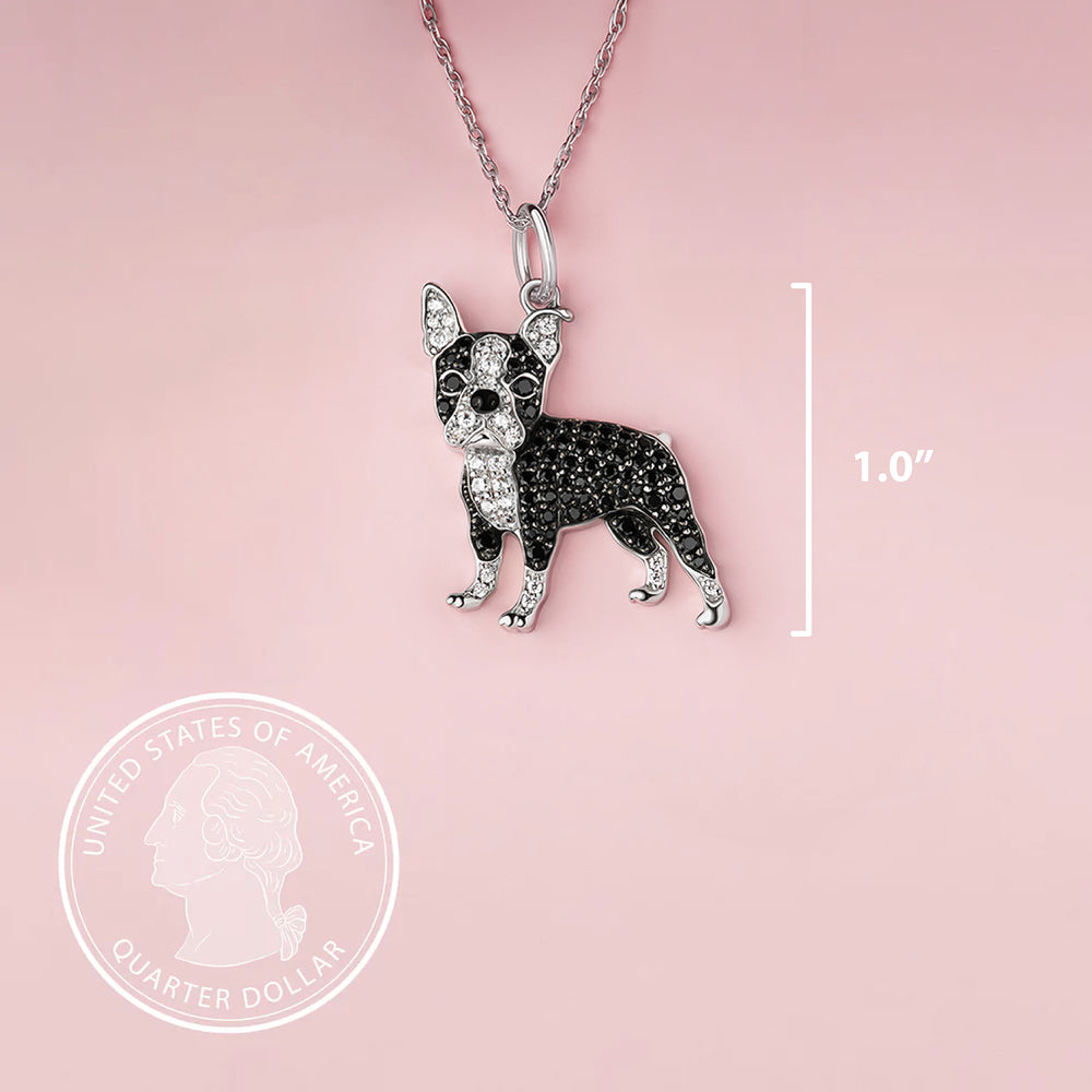 Boston Terrier Sterling Silver Pendant Necklace