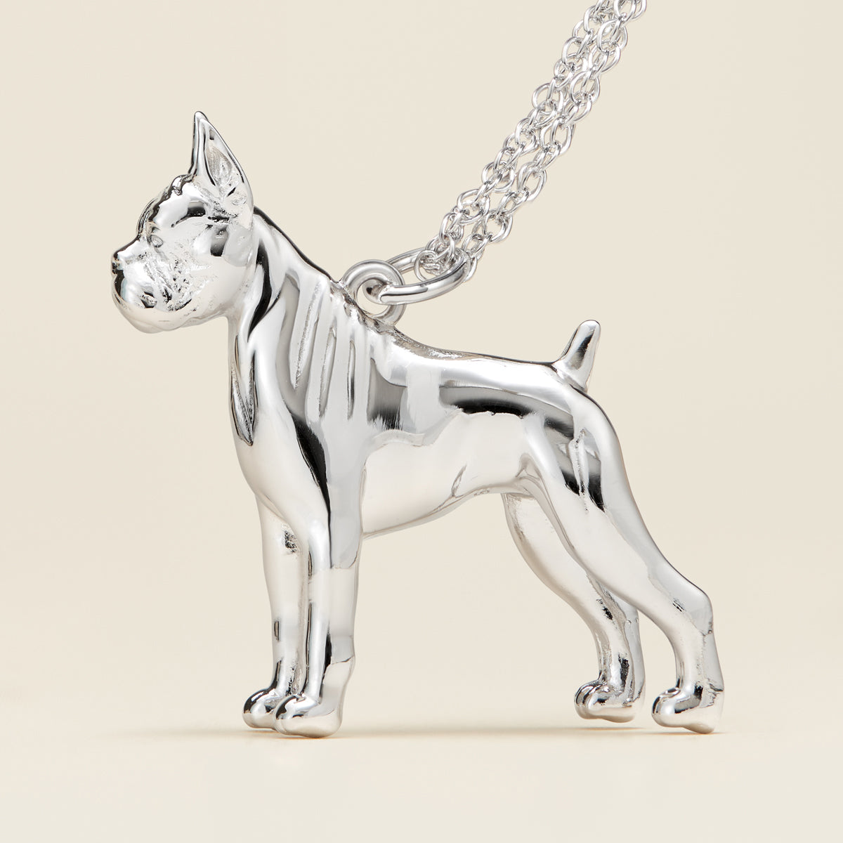 Boxer Sterling Silver Pendant Necklace